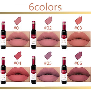 DAGEDA 6Pcs Velvet Wine Lip Tint, Matte Lipstick Velvety Lip Makeup Set, Highly Pigmented Liquid Lipstick, Non-stick Cup Lip Makeup Kit for Girls Women(B Set)