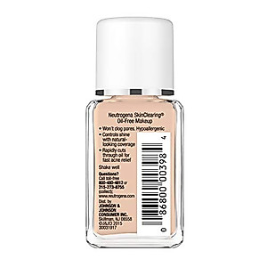 Neutrogena SkinClearing Oil-Free Makeup, Soft Beige 50, 1 Fl. Oz (Pack of 1)