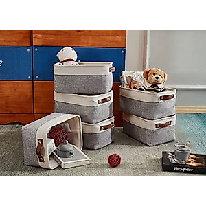 DECOMOMO Small Baskets | Storage Baskets for Organizing Shelves Linen Closet Bathroom Baby Cloth Nursery Fabric Bulk Decorative Empty Baskets for Gifts (Grey and White, Small - 6 Pack)