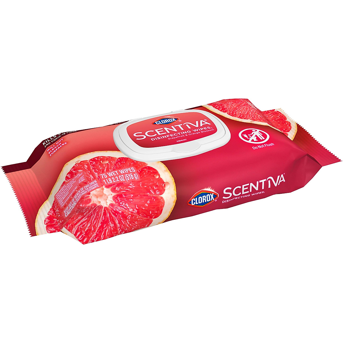 Clorox Scentiva Wipes, Bleach Free Cleaning Wipes - Tahitian Grapefruit Splash, 75 Count (Pack of 3)