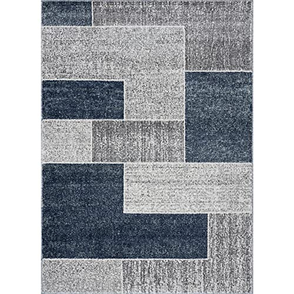 LUXE WEAVERS Lagos Collection Blue 8x10 Art Deco Area Rug, Anti Shedding Modern Color Block Geometric Rugs