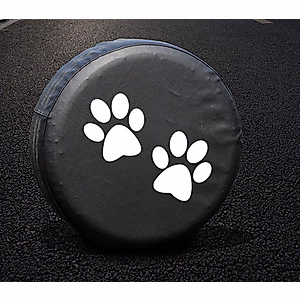 DKIIGAME Spare Tire Cover,Weatherproof Vinyl Leather Wheel Cover for Jeep Wrangler Sahara,Hummer H3,Toyota FJ,Trailer, RV, SUV, Truck (32"-33" Paw Print)