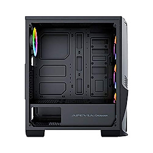 Apevia Crusader-F-PK Mid Tower Gaming Case with 1 x Full-Size Tempered Glass Panel, Top USB3.0/USB2.0/Audio Ports, 4 x RGB Fans, Pink Frame