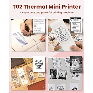 LabelCreate Portable Pocket Thermal Printer,T02 Mini Sticker Maker Printer,Portable Wireless Bluetooth Photo Printer for DIY Journal, Notes,Memo, Pink