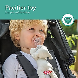 Plush Animal Pacifier Holder - Detachable Universal Paci Toy for Babies & Toddlers, Dexy The Dog White and Grey Stuffed Animal by ZazuKids