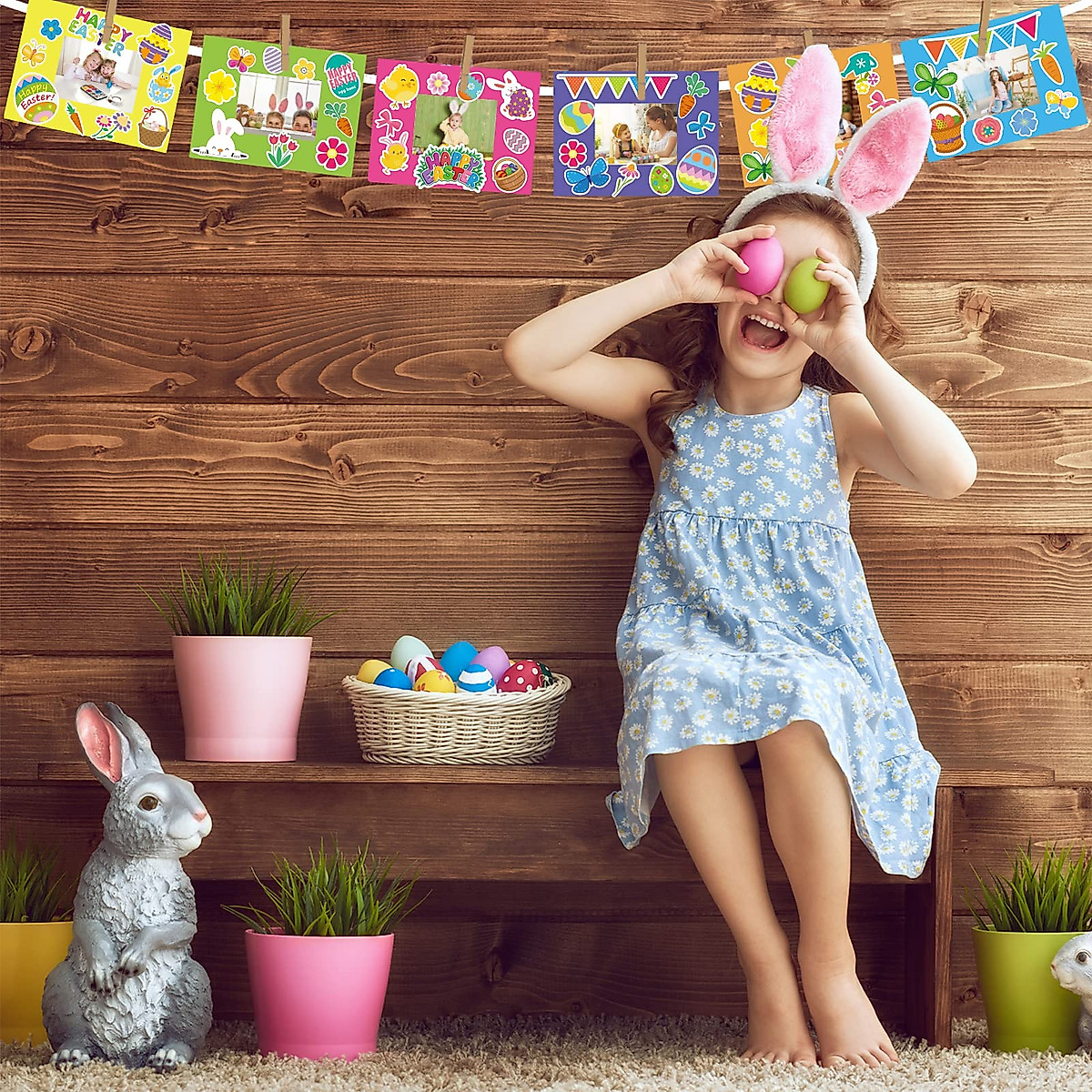 chiazllta Easter Kid's Craft Kits Easter Picture Frames Craft Bunny Egg DIY Photo Frames Suitable for Easter Class Game Activities Gift for Kids