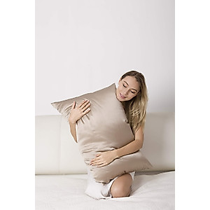 BlueHills Luxury Gift Set - 100% Pure Mulberry Natural Soft Both Sides Silk Pillowcase 2 Pack for Hair and Skin Hidden Zipper & 1 Pure Silk Eye Mask Gift Box 3 Piece Set Taupe Color Standard S023