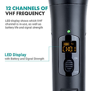 Movo WMX-7-TH+RX Handheld Wireless Microphone System - Omnidirectional Microphone with Built-in VHF Transmitter, Bodypack Receiver - Wireless Mic Interview Kit for Reporters, Vlogging, Live Events