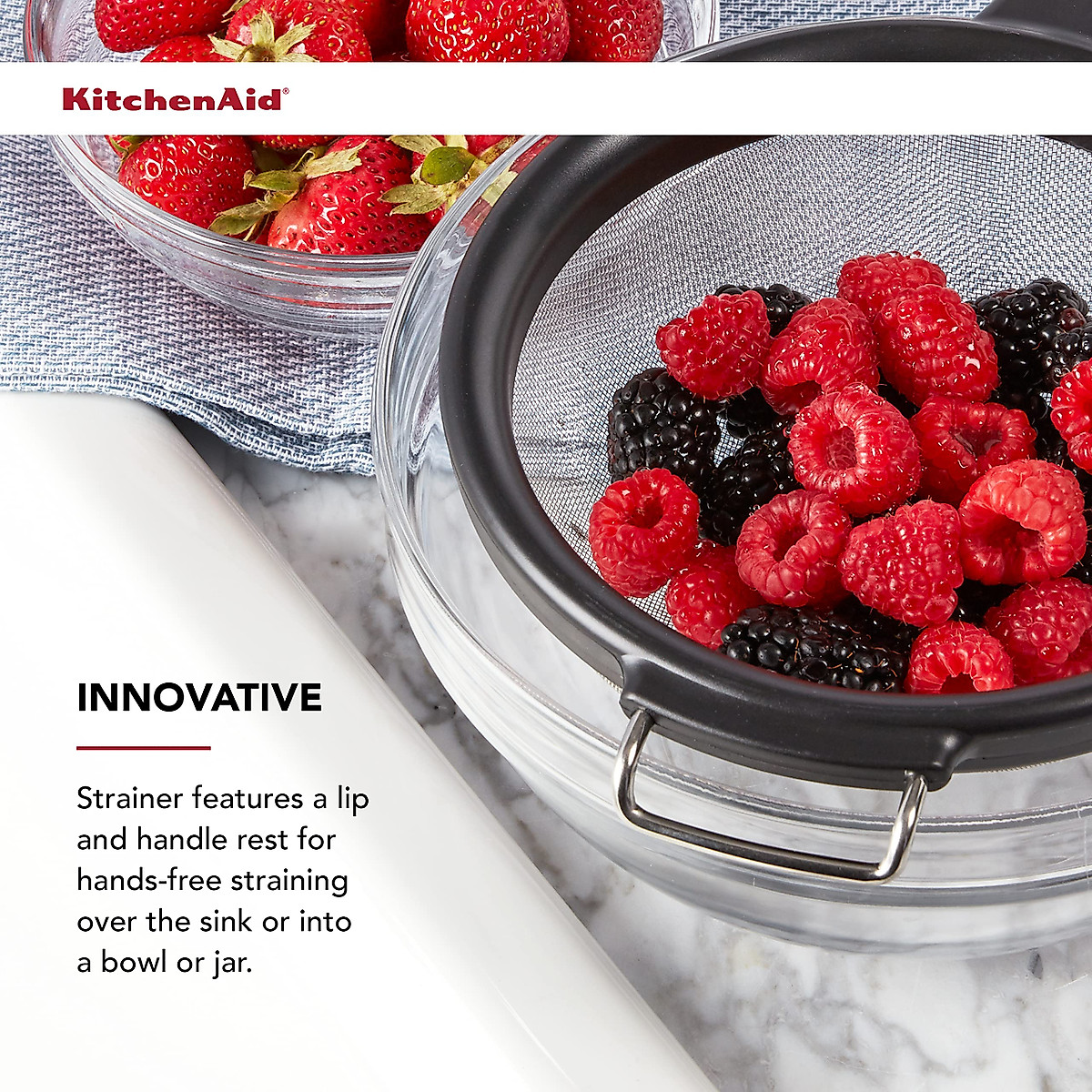 KitchenAid Classic Strainer, 7-Inch, Black