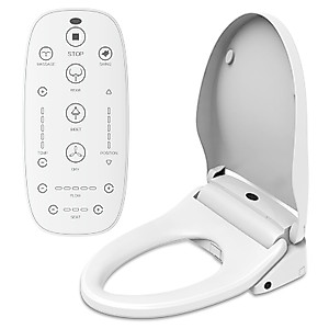 SWISH WEAVERS Smart Bidet Toilet Seat with Wireless Remote and Side Panel, Multiple Spray Modes, Adjustable Heated Seat, Warm Water and Air Dryer, Auto LED Nightlight, White