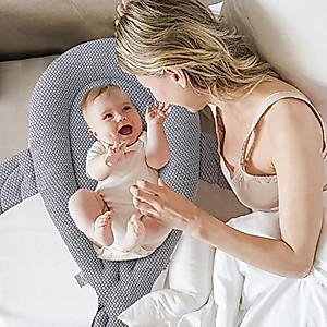 Hiseeme Baby Play Mats for Floor,Baby Lounger for Cover,100% Cotton Premium Breathable Whales Mat,Sleeping Bed Cover for Newborn,Machine Washable, Polyester,（Grey）