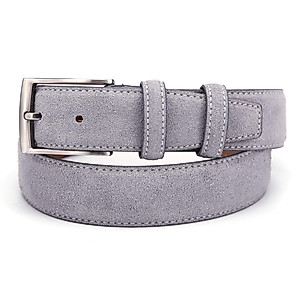 Ground Mind Extra Thickness Suede Leather Belt for Men,34,Grey