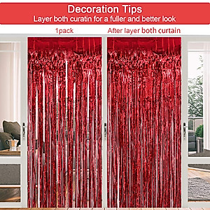 4 Pack Christmas Decoration Backdrop - 3 ft x 8 ft Foil Fringe Curtains Tinsel Curtain Party Photo Backdrop for Birthday Xmas Holiday Party Decor