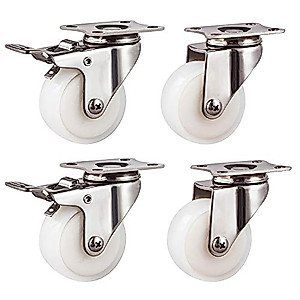 Small Furniture Caster Wheels,Swivel Plate Castors Wheels,Moving Trolley Caster,360 Degree No Noise Wheels,for Industrial Table Cabinet Shelves,Pack of 4,White (Color : Universal, Size : 40mm)