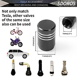SDOROS 4 Pcs Aluminum Alloy Car Wheel Tire Valve Caps fit for Tesla Model 3/Y/S/X, Tesla Decoration Accessories (with Tesla Logo, Black), TSLM3031