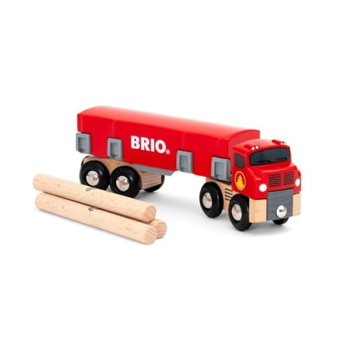 BRIO World 33657 - Lumber Truck - 6 Piece Wooden Toy Train for Kids Ages 3 and Up, Grey