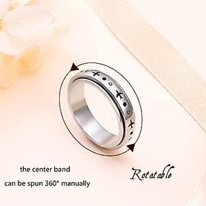 Airplane Spinner Ring for Women Men 925 Sterling Silver Airplane Fidget Rings for Anxiety Stress Relieving ADHD Autism Rings Inspirational Boho Band Ring (7)