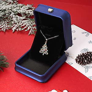 MUSECLOUD Christmas Necklace 925 Sterling Silver Christmas Tree Necklace For Women White Gold Plated Christmas Tree Pendant Christmas Jewelry Gift (Silver)