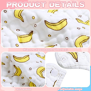 Hicarer 36 Pack Muslin Baby Bibs Bulk Adjustable Newborn Toddler Drool Snap Bibs 8 Layers Cotton Baby Boy Girl Bibs (U Shape)