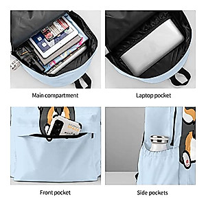 FeHuew 17 inch Backpack Cute Corgi Tricolor Dog Laptop Backpack School Bookbag Shoulder Bag Casual Daypack