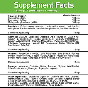 All-in-One Dog & Cat Probiotics, Hip Joint Pain Relief Formula, Vitamins, Digestive Enzymes, Antioxidants, Minerals, Glucosamine, MSM, Chondroitin, 100 Servings, 37+ Years Reputation - SIMIEN PureAll