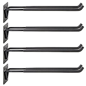 4 Pack Heavy Duty Hooks for Garage Wall Organizer Rack, 12-Inch Steel Utility Tool Hangers for Holding Shovels, Ladders, Bikes, Chairs (Black)