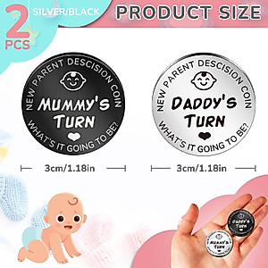 2 Pieces Fun New Parents Decision Coin Double-Sided Decision Making Coin New Baby Presents Pregnancy Presents for First Time Mom New Dad Presents for Christmas Thanksgiving Silver and Black