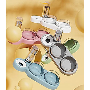 Dog Bowls for Food and Water, Dog Cat Water Dispensers and Feeder, 15° Tilted Removable 2 Cat Bowls, 1 Automatic Gravity Water Bottle, for Pets Such as Multiple Cats or Dogs (White)