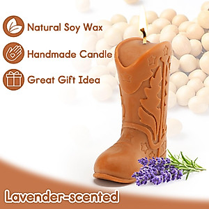 Tuitessine Cowgirl Gifts Novelty Boot Candle Cowboy Decorative Candles Natural Soy Wax Brown Lavender Scented Cute Western Home Bedroom Valentines Day Decor Birthday Women Presents 2PCS