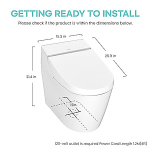 VOVO STYLEMENT TCB-8200SA Smart Bidet Toilet for bathrooms, Elongated One Piece Toilet with Auto Open/Close Lid, 1.12 GPF, Auto Dual Flush, ADA Chair Height, Heated Seat, Made in Korea