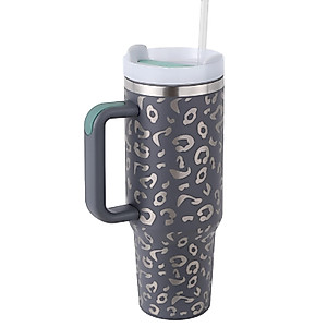 cenivi 40 Oz Tumbler With Handle And Straw, Stainless Steel Tumbler With Lid And Straw Vacuum Insulated Travel Mug 2-In-1 Lid (Straw/Flip) Cup For Hot Cold Beverages,Car,Home,Office, Dishwasher Safe