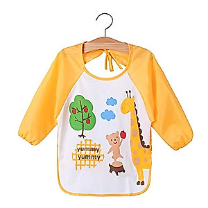 HAIMOBURG Set of 5 Color Long Sleeved Baby Bibs Toddler Waterproof Sleeved Bib 9-36 Months
