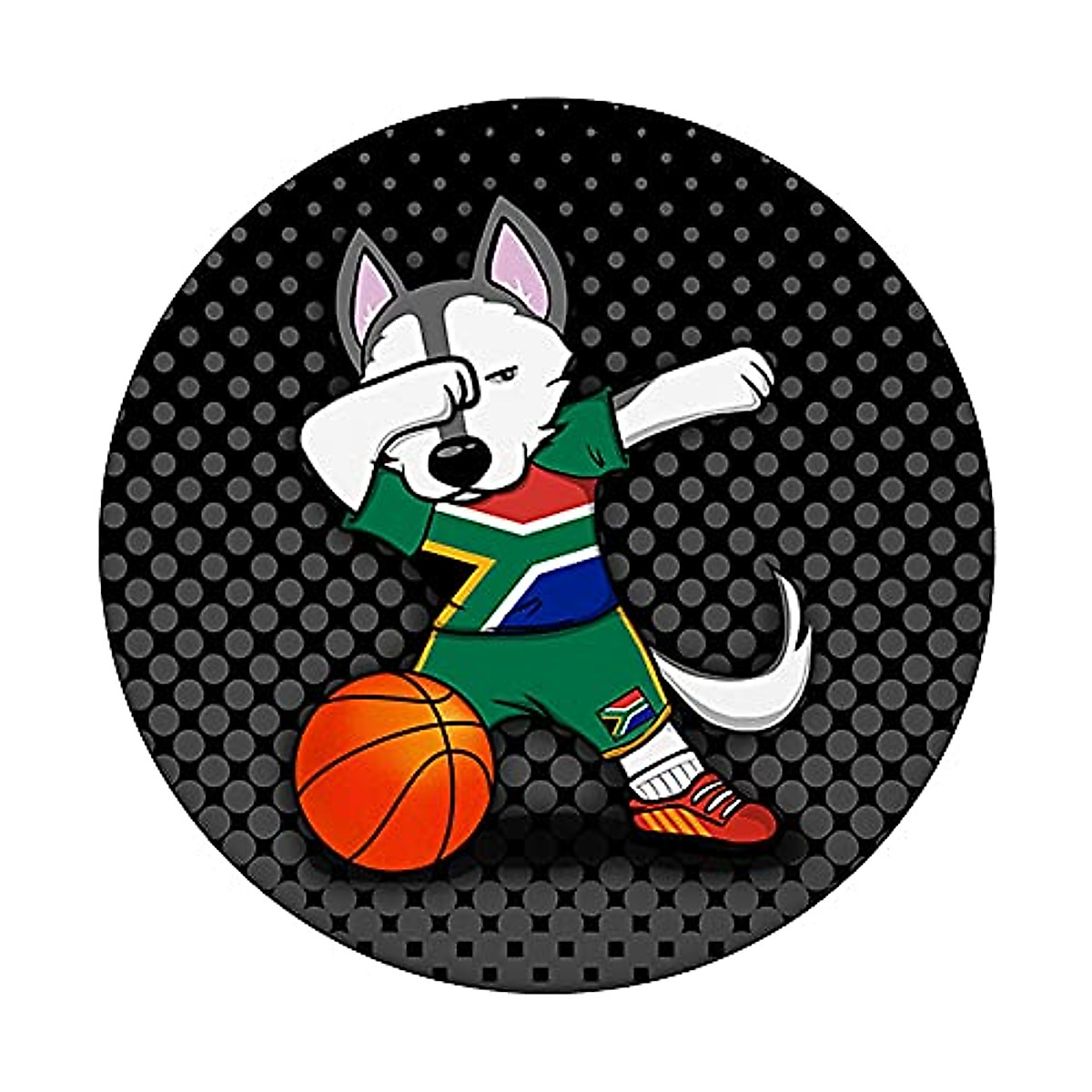 Dabbing Husky Dog South Africa Basketball Fans Jersey Flag PopSockets PopGrip: Swappable Grip for Phones & Tablets