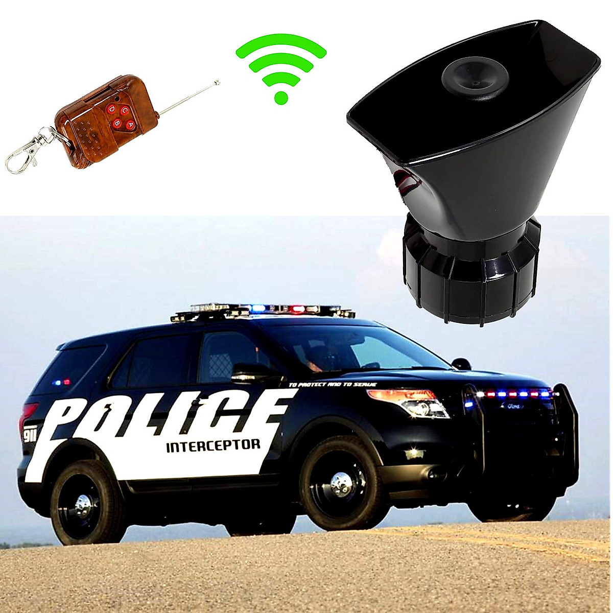 Viping Car Remote Horn Car Horn Siren 100W Air Horn Police Car Siren Horn Siren Speaker Speaker System Truck horn Alarm Horn for Any 12V Truck Lorry Boat car ect