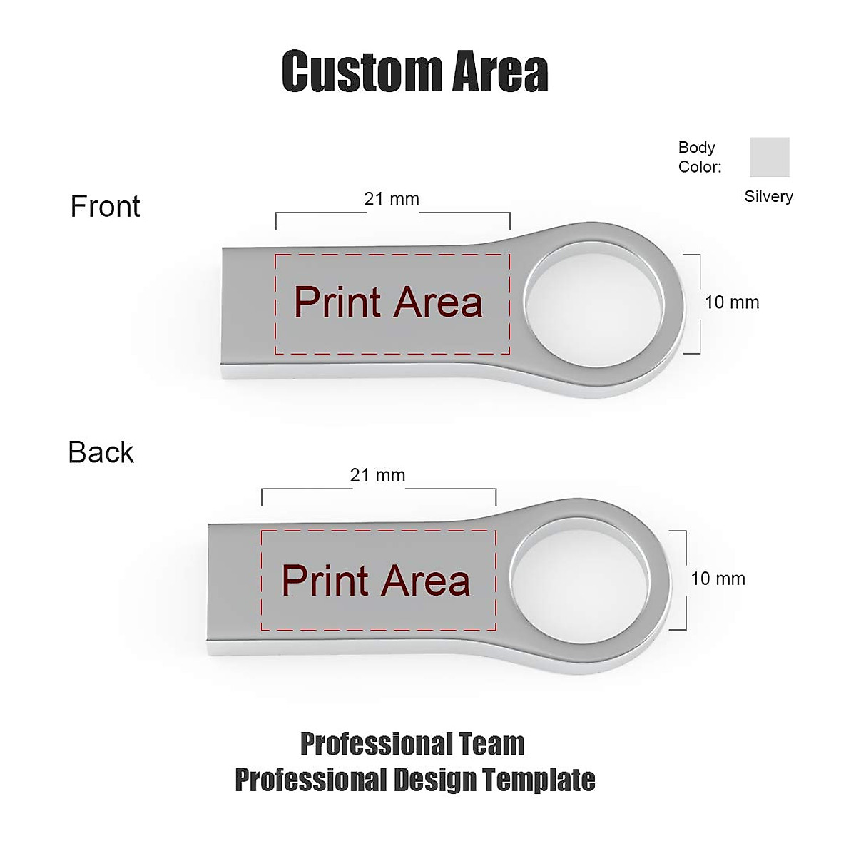 MEINAMI Customized USB Flash Drive Metal Ring Custom Thumb Drive Metal Personalized Memory Stick 32GB 25 Pack