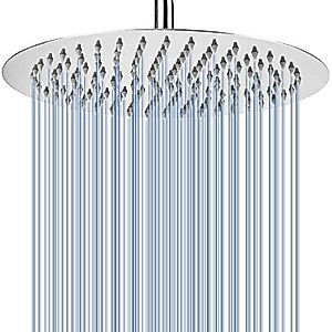 Voolan Rain Shower Head, High Flow Large Rainfall Showerhead Made of All Metal Stainless Steel, Waterfall Body Covering, Universal Wall and Ceiling Mount (12 Inch, Chrome)