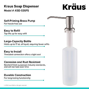 KRAUS Boden Kitchen Soap and Lotion Dispenser in Spot Free Stainless Steel, KSD-53SFS