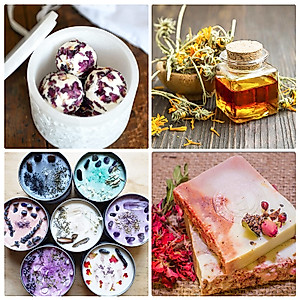 40 Bags Natural Dried Flowers Kit, Natural Dried Herbs with 2 Mesh Drawstring Bag for Soap,Candle,Resin Jewelry Making,Bath,Nail - Rose Petals,Rosebuds,Lilium,Jasmine,Don't Forget Me and More