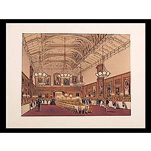 PAIR OF VIEWS: [Waterloo Chamber] [and] [St. George's Hall. The Garter Banquet in 1844. The guests seated, Windsor Castle