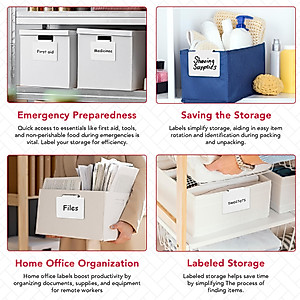 Labels for Storage Bins | Metal Storage Bin Labels (2.5” x 3.5”) - Set of 8 Basket Clip On Labels for Storage Bins w/Non-Slip Grip Pads & Dry Erase Marker - Removable Bin Labels for Storage Bins