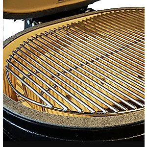 AMS Fireplace Primo Kamado Ceramic Cooker Grill Oval XL 400 With Stainless Steel Grates - charcoal outdoor grilling smocking roasting backing - PGCXLH, black, 28 Width, 21.5 Depth, 27-1/2 Hight