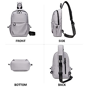 CANTLOR Men Small Sling Bag Crossbody Backpack Gym Mini Travel Backpack With Outside Pockets Shoulder Bag One Strap For Walking Hiking(991801silver)