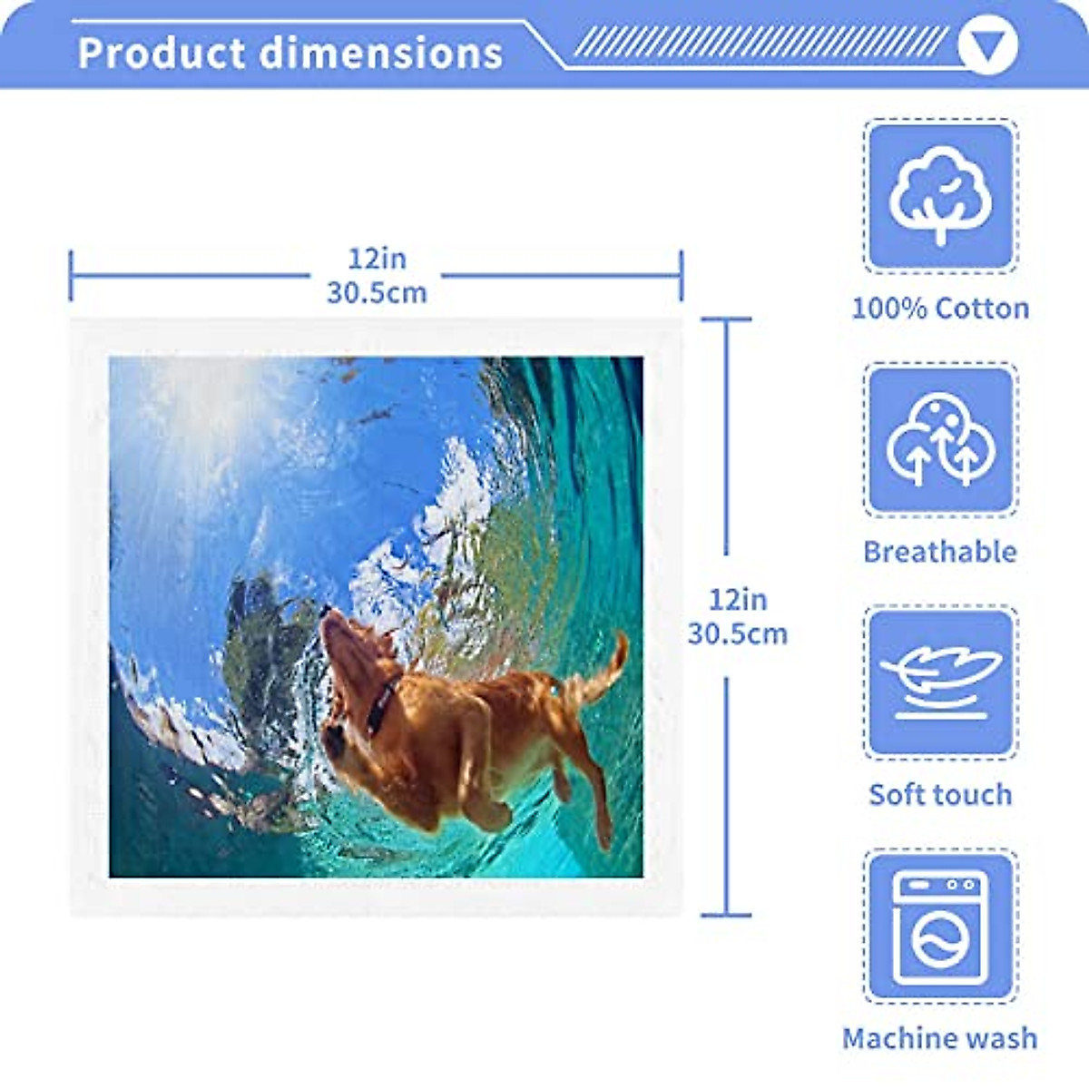 KEEPREAL 2 Pack Golden Labrador Retriever Washcloths Set - Highly Absorbent Pure Cotton Wash Clothes - Soft Fingertip Towel for Bath, Spa