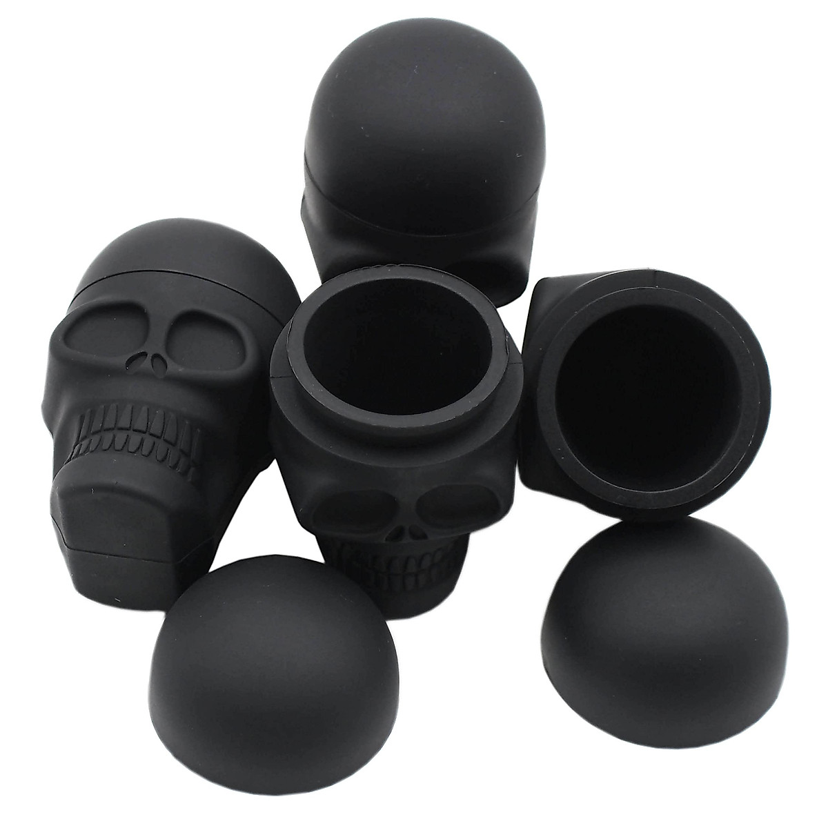 KUVIS 15ml Skull Silicone Wax Containers Non-stick Concentrate Jars with Carving Tool (Black)