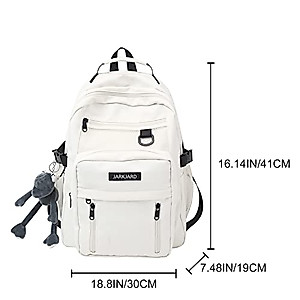 JARKJARD Cute Aesthetic Backpack Kawaii Backpack for School with Cute Pendant Casual Daypack Middle Student Travel College Bookbag for Girls Large Capacity(Black)