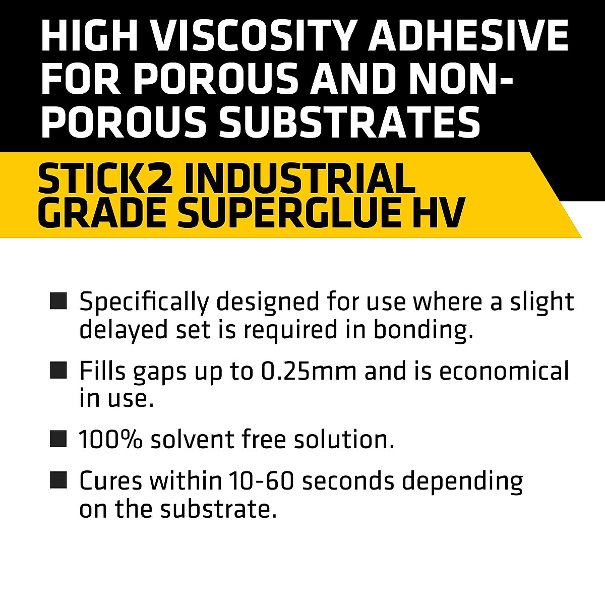 Everbuild HV50-EBD Stick 2 Industrial Grade High Viscosity Superglue, Clear, 50 g