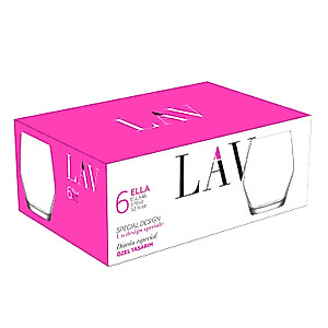 lav Whiskey Glasses 6-Piece, 12.5 Oz Clear Glass Tumblers Set for Bourbon & Cognac and Scotch, Dishwasher Safe