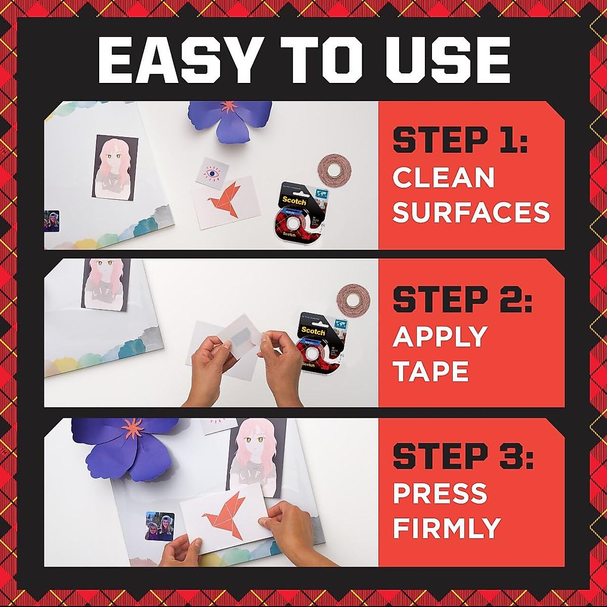 Scotch Removable Poster Clear Double Sided Tape, 3/4-in x 150-in, Clear, 1 Roll