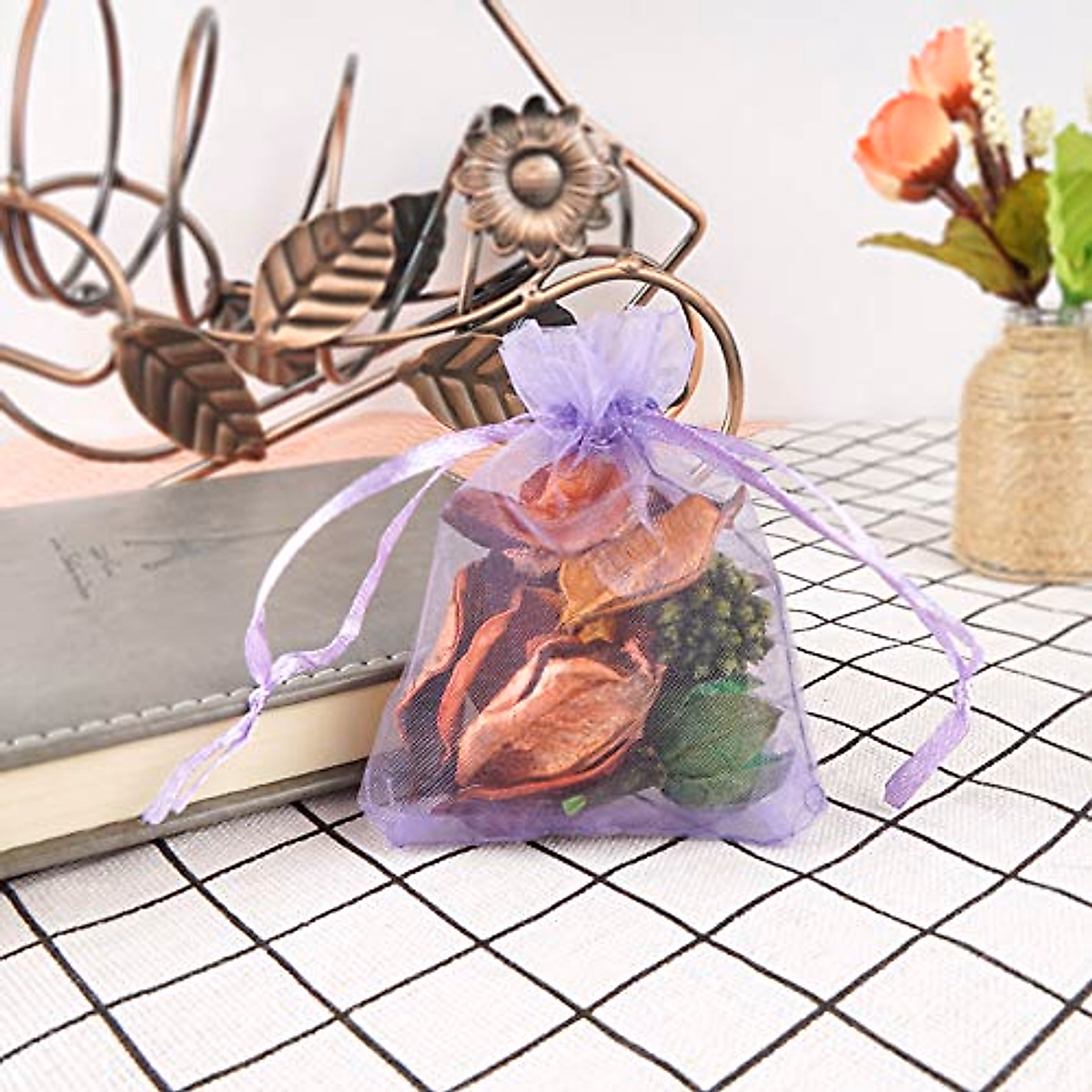 SumDirect 110Pcs 2.7x3.5 inches Mixed Color Sheer Drawstring Organza Jewelry Pouches Wedding Party Christmas Favor Gift Bags (Mixed Color)