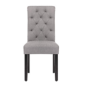 NOBPEINT Fabric Dining Chairs with Wood Legs, Set of 4 (Gray)